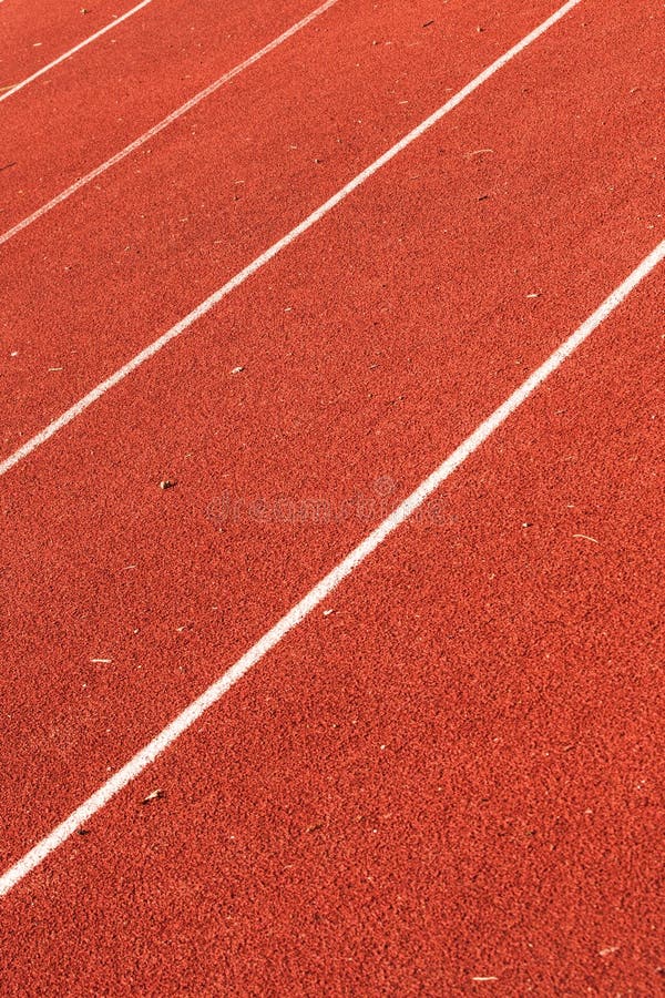 Closeup of Athletic Red Running Tracks Whit White Lines Stock Photo ...