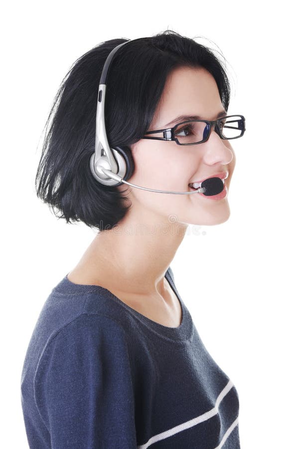 Attractive Customer Support Representative Smiling Stock Photo - Image ...