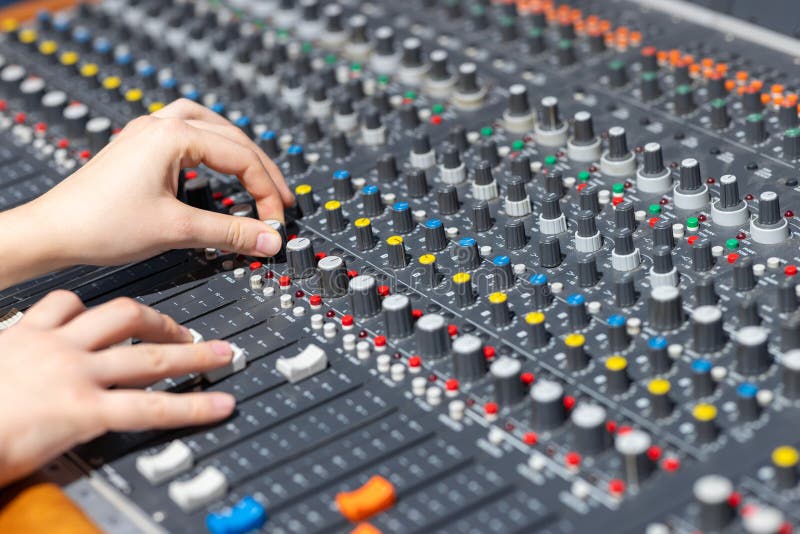 Closeup of Audio Mixer Control Panel Stock Image - Image of complex ...