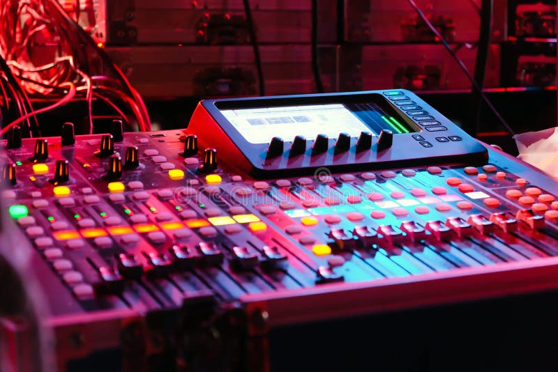 Audio mixing control panel stock image. Image of closeup - 238095071