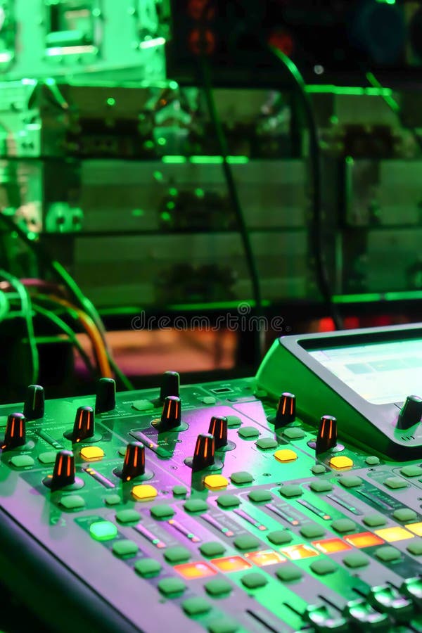 Audio mixing control panel stock photo. Image of colored - 238095092