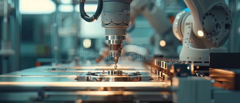 A Closeup of an Automatic Assembly Line Robot Arm Placing Components ...