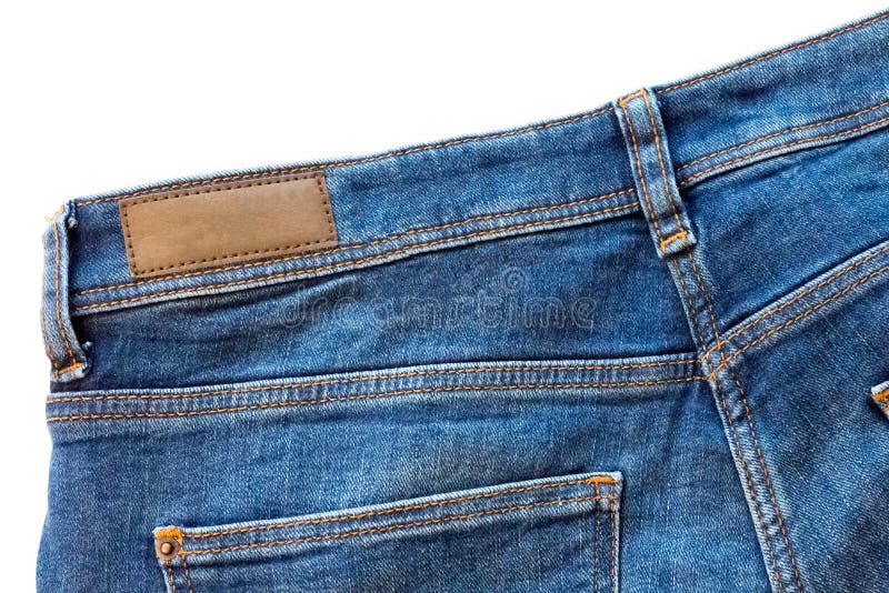 Closeup of the Back Jean Isolated on White. Stock Photo - Image of male ...
