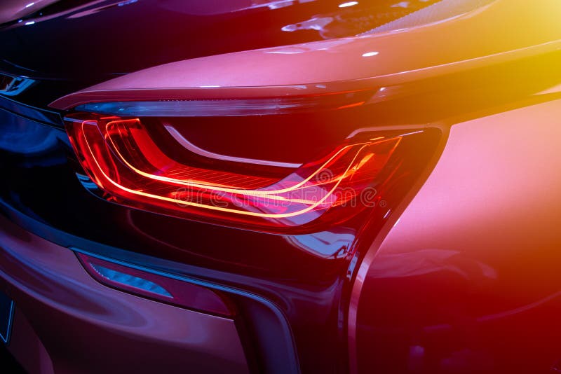 The Closeup Back Red Tail Light Car Stock Photo - Image of modern ...