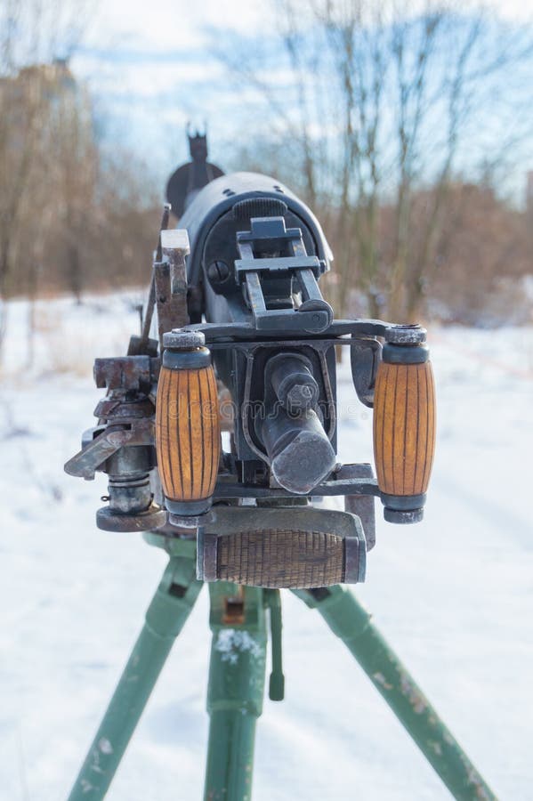 Closeup of the Back of a Russian Machine Gun. Stock Photo - Image of ...