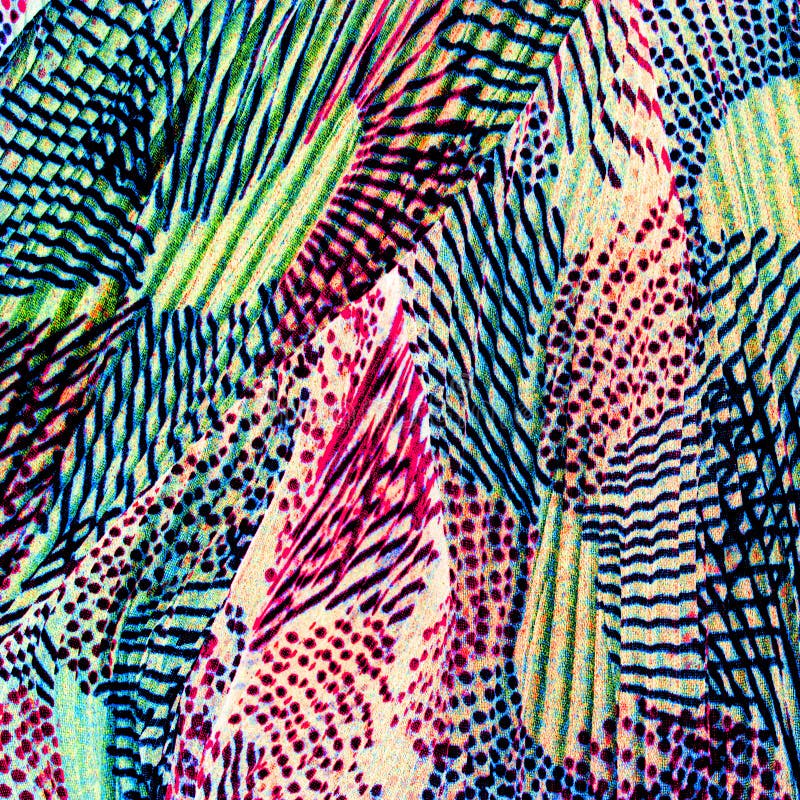 A Complex Pattern Printed on Crinkle Fabric. Stock Photo - Image of ...