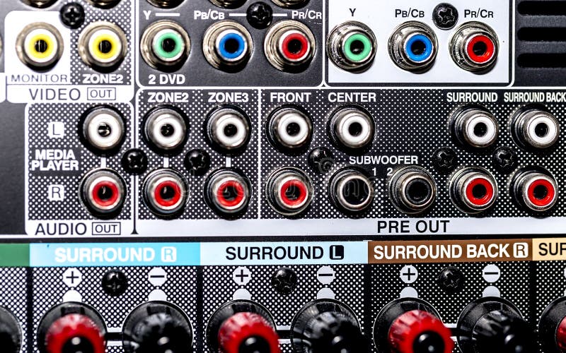 Closeup of the Backside of an AV Receiver Stock Photo - Image of sound ...