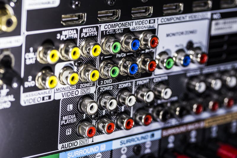 Closeup of the Backside of an AV Receiver Stock Image - Image of ...