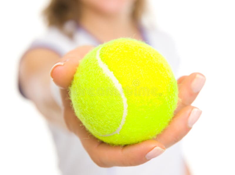 Closeup on Ball in Hand of Tennis Player Stock Photo - Image of ...