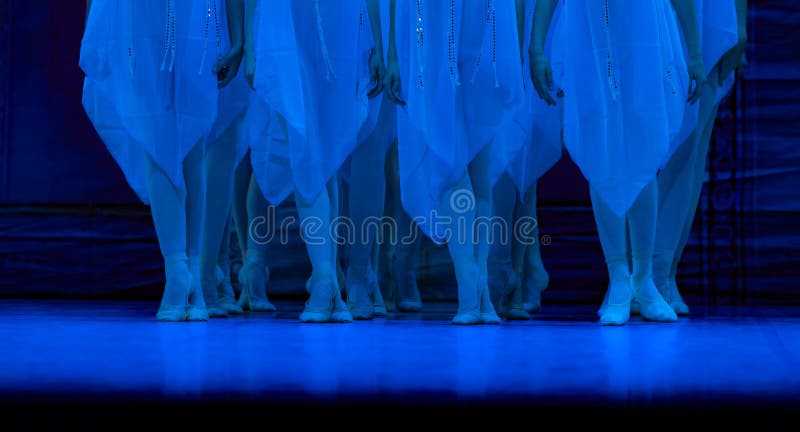 Closeup of Ballerina Dancing Isolated on Stage Stock Photo - Image of ...