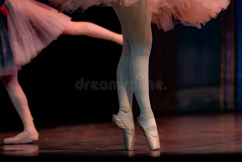 Closeup of Ballerina Dancing Isolated on Stage Stock Photo - Image of ...