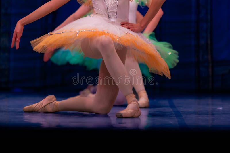 Closeup of Ballerina Dancing Isolated on Stage Stock Image - Image of ...