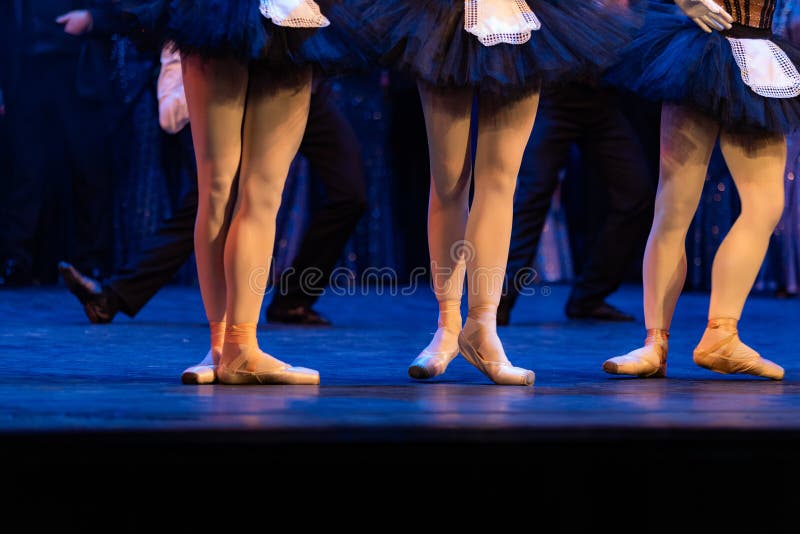 Closeup of Ballerinas Dancing on Stage Stock Image - Image of floor ...