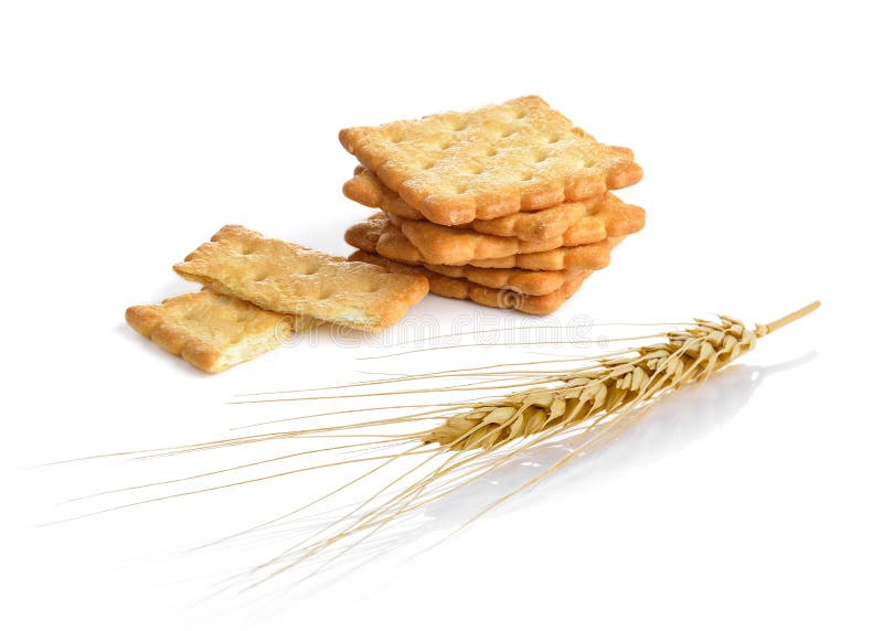 Closeup of a Barley Ear and Cracker on White Backgrou Stock Photo ...