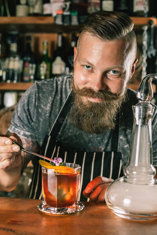 Barman is making cocktail stock image. Image of bartender - 101993415