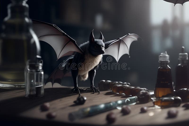 Closeup Bat and Test Tubes in the Laboratory on the Table. Generative ...