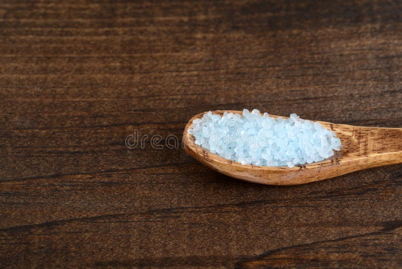 Closeup Bath Salts in Wood Spoon Stock Image - Image of relaxation ...