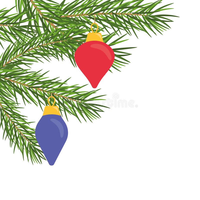 Closeup of Baubles on Green Christmas Fir Tree Stock Vector ...