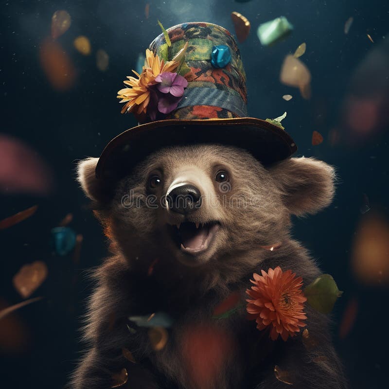Closeup of a Bear with Fun Expression on Master Color Background ...
