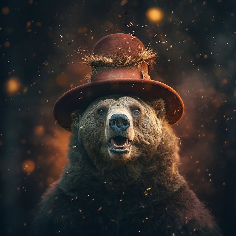 Closeup of a Bear with Fun Expression on Master Color Background ...
