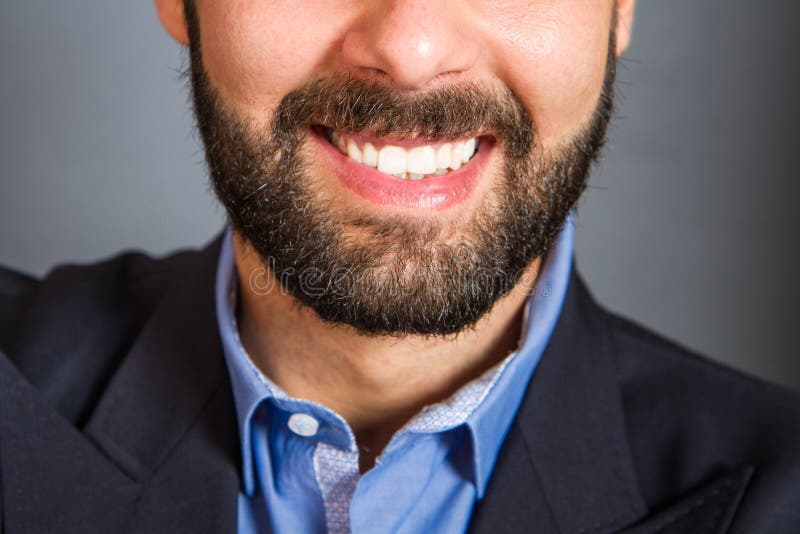 Closeup of Beard and Mustache Man Stock Image - Image of beard, black ...