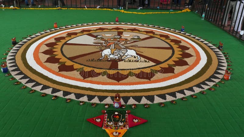 A Closeup of Beautiful Art Created by Using Millets and Grains at a ...