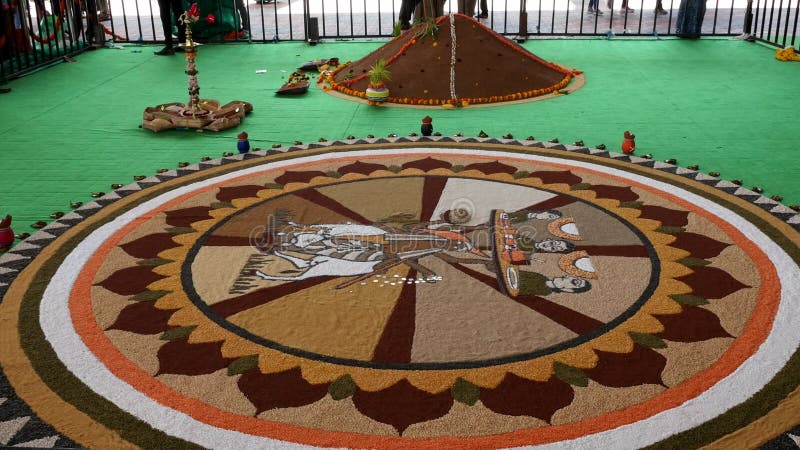 A Closeup of Beautiful Art Created by Using Millets and Grains at a ...