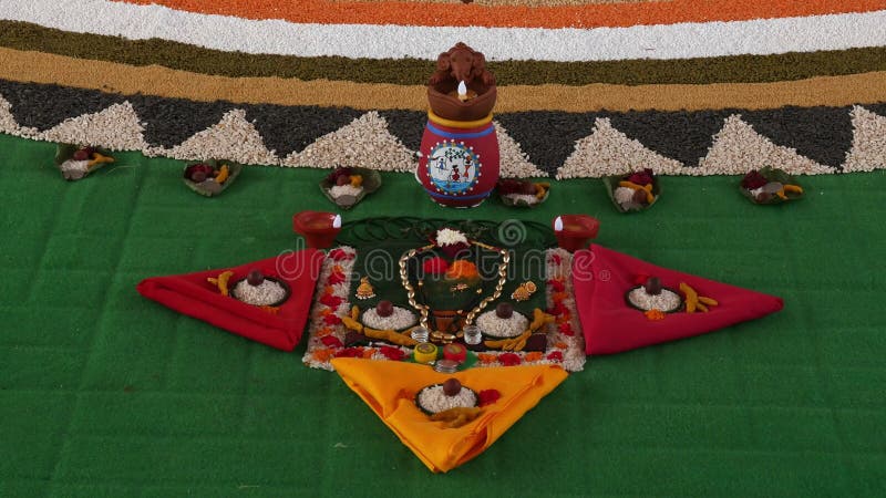 A Closeup of Beautiful Art Created by Using Millets and Grains at a ...