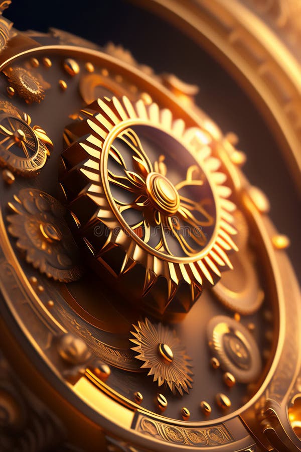 Closeup of a Beautiful Golden Clockwork Gear. Generative AI_1 Stock ...