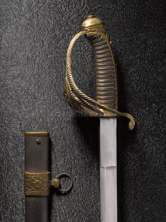 Beautiful Old Saber with Bronze Handle and Metal Sheath with Rings ...
