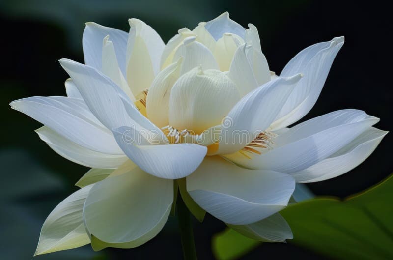 Closeup of a Beautiful White Lotus Flower Stock Image - Image of lotus ...