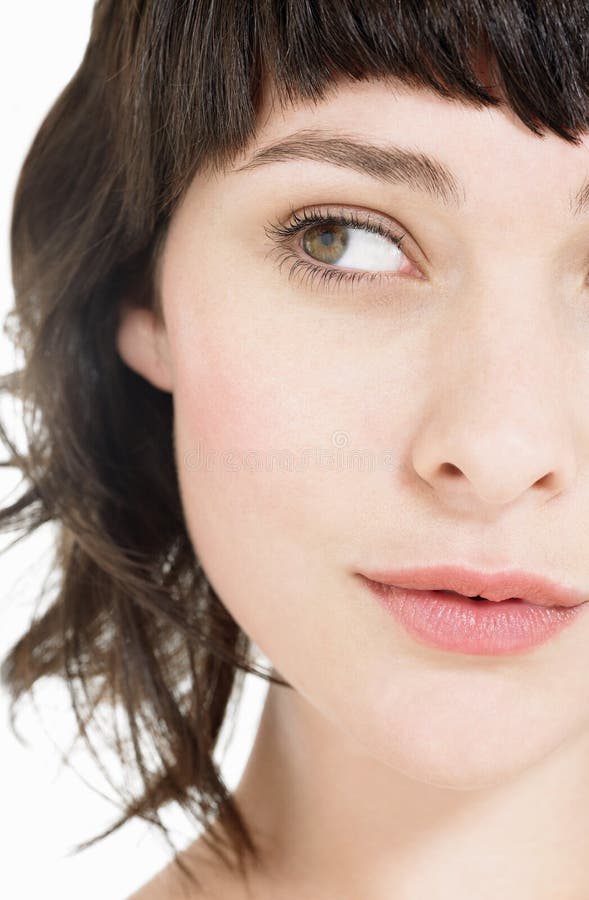 Young Woman Wearing Heavy Eye Makeup Side View Close Up Stock Image ...