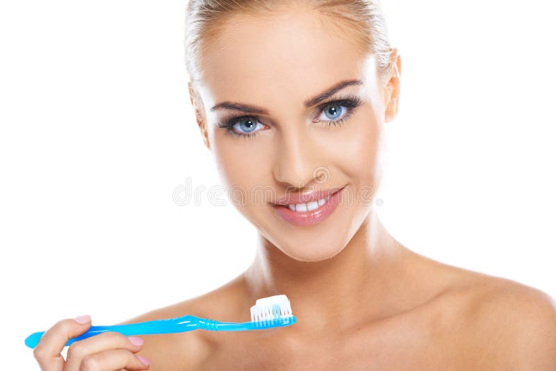 Woman Take Invisible Braces Stock Photo - Image of casual, closeup ...