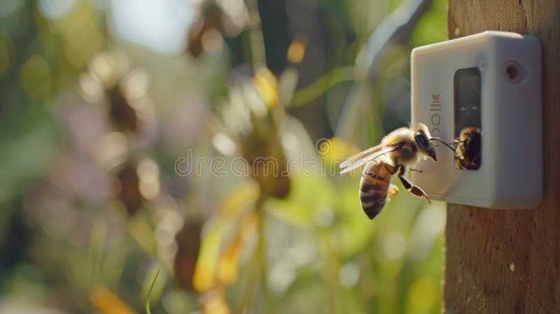 Closeup of a Bee Entering a Smart Beehive Triggering a Weight Sensor ...