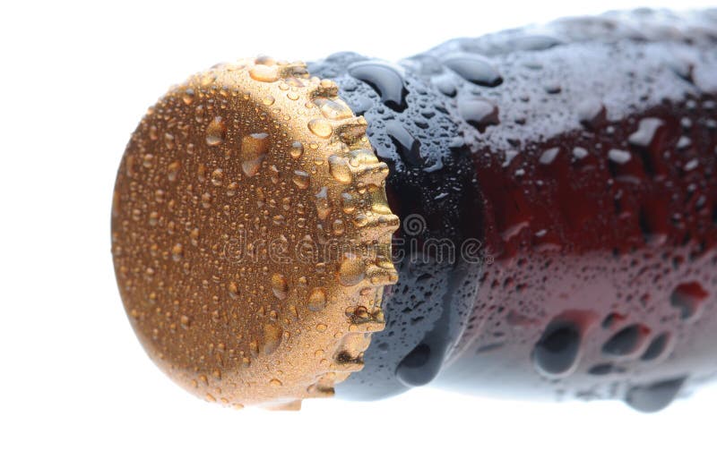 Closeup of a Beer Bottle Neck and Cap Stock Photo - Image of droplets ...