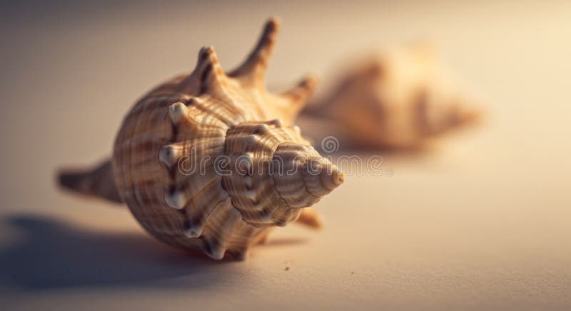 Closeup of Beige Spiral Seashell on White Background Stock Illustration ...