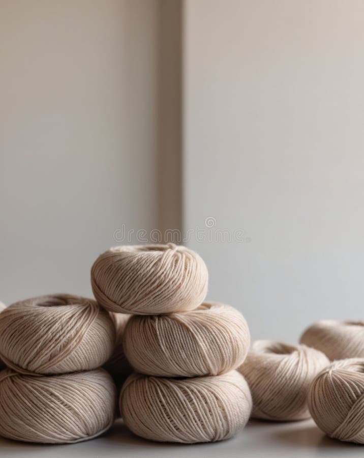 Closeup of Beige Yarn Balls - Perfect for Crafting Stock Image - Image ...