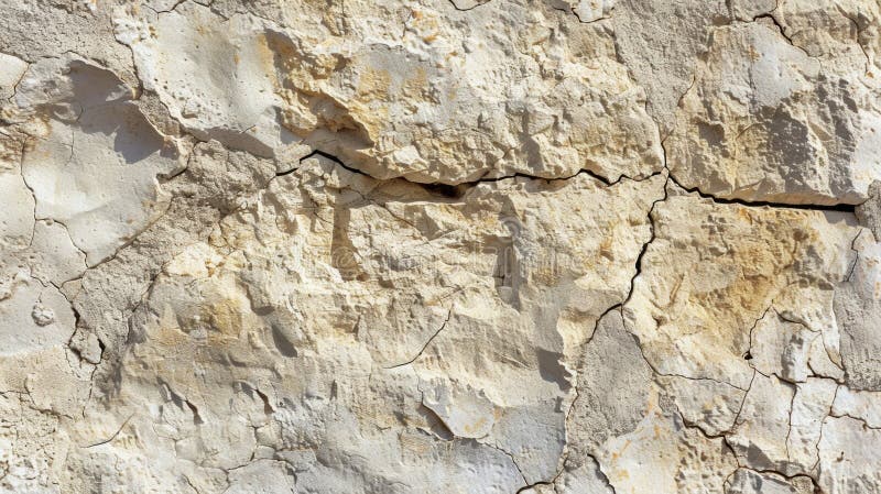 A Closeup of a Beigecolored Rough Limestone Wall Characterized by Deep ...