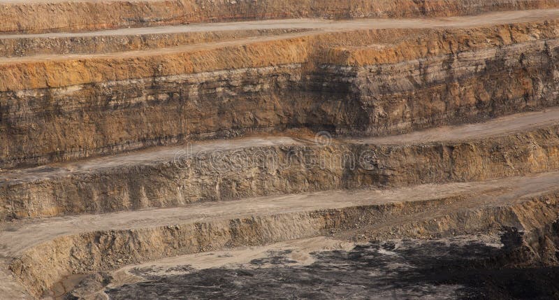 Opencast Coal Mine Showing Benches Stock Photo - Image of coal, fossil ...