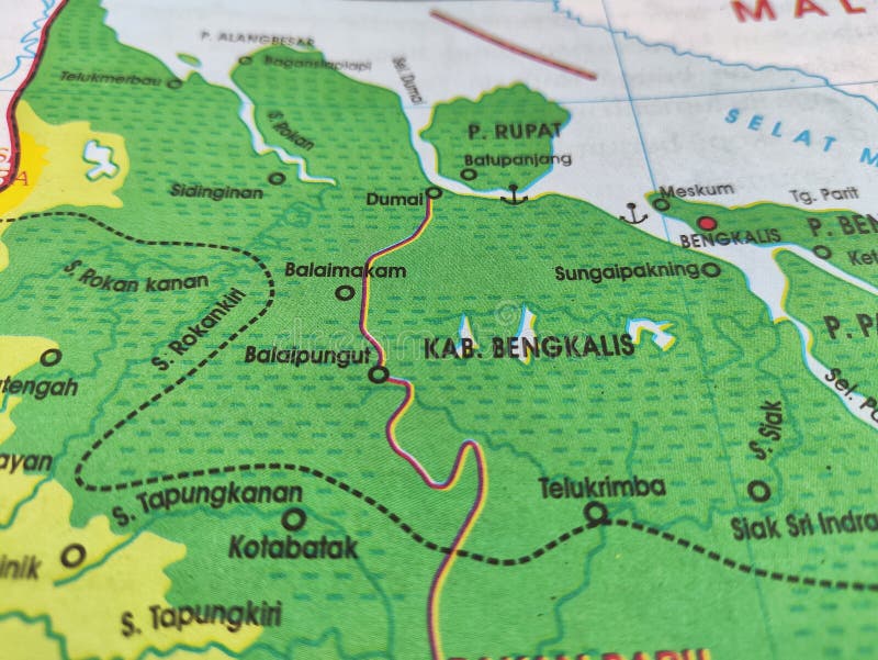 Bengkalis Regency Map and Major Cities Around it on Physical Map Stock ...