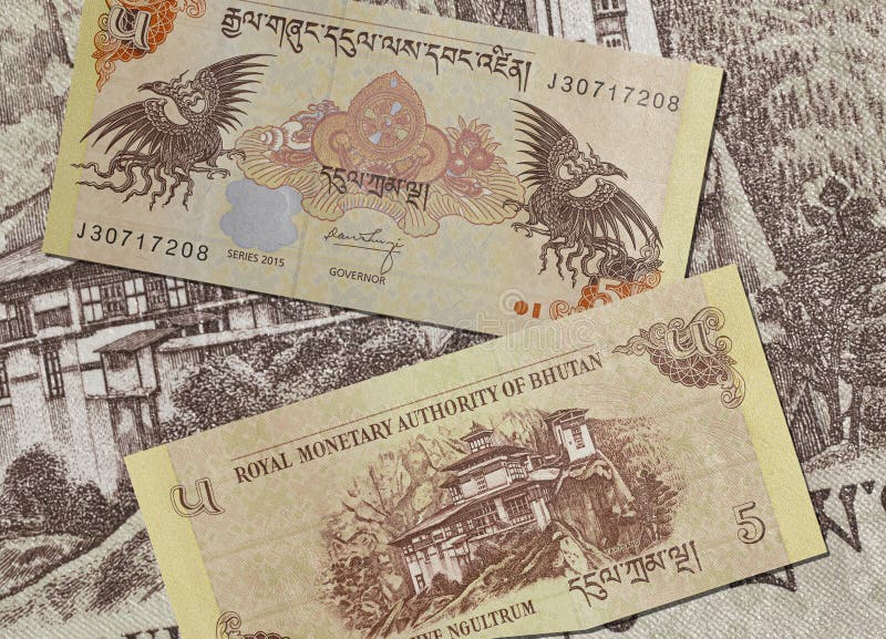 Closeup of Bhutan 5 Ngultrum Banknote. Stock Photo - Image of bhutan ...