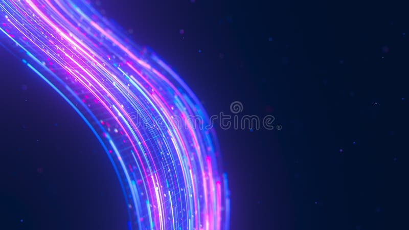 Closeup of Big Data Light Speed Flow. Abstract Digital Data Stream of ...