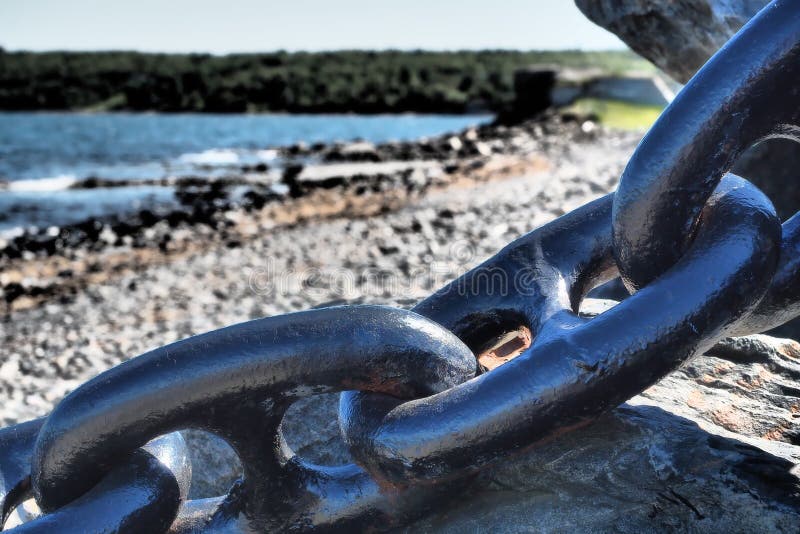 Closeup of Big Heavy Iron Chain of Anchor Stock Photo - Image of iron ...
