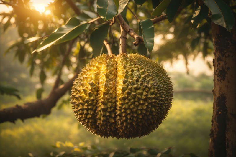 Closeup of a Big Ripe Durian on a Tree. Ai Generative Stock ...