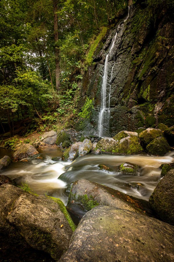 Closeup of a Big Waterfall in Summer. Stock Image - Image of summer ...