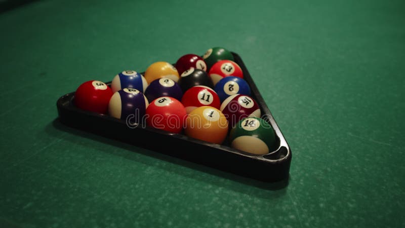 Closeup of Billiard Balls in Triangular Shape on Table at Club ...