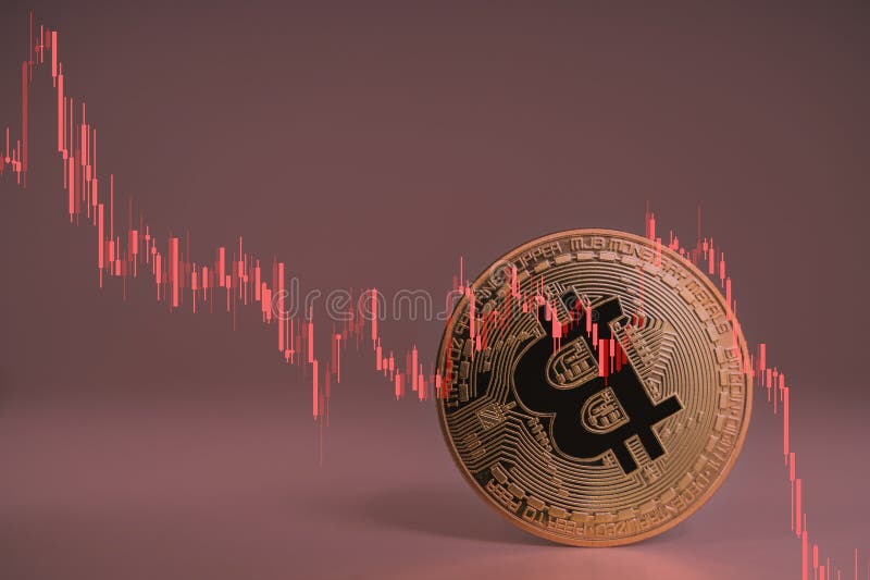 Closeup Bitcoin Cryptocurrency Upside Down when Bitcoin Price Crash Falling Down, Price, Volume ...