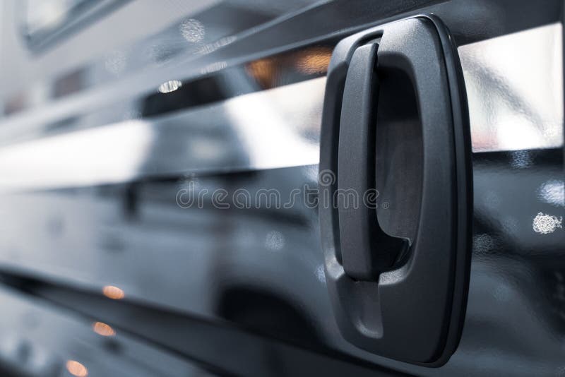Closeup of Black Car Side Sliding Door Handle Stock Photo - Image of ...