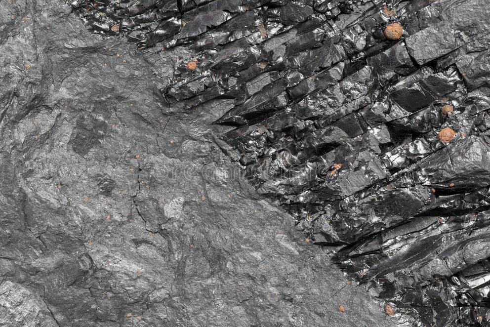 Closeup of Black Coal Rock Cross-section Texture. Unclean Energy Source ...