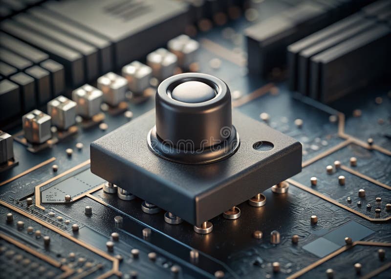 Closeup of a Black Electronic Buzzer Component on a Circuit Board ...